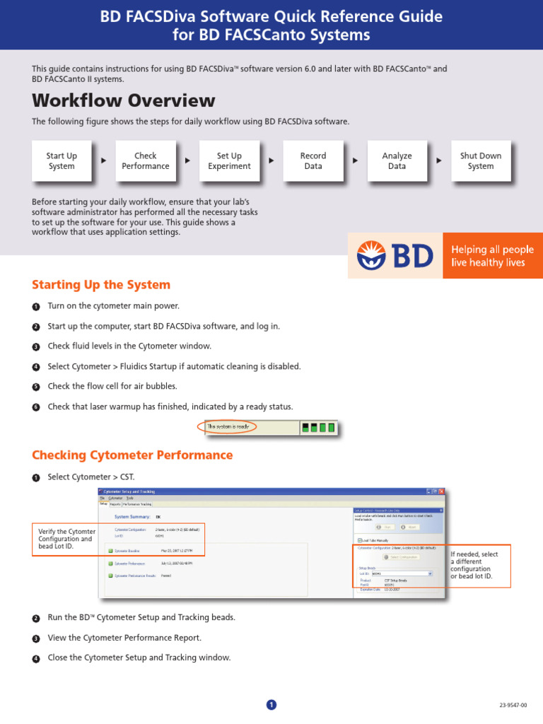 Facsdivav6 Canto Quickrefguide | PDF | Flow Cytometry | Software