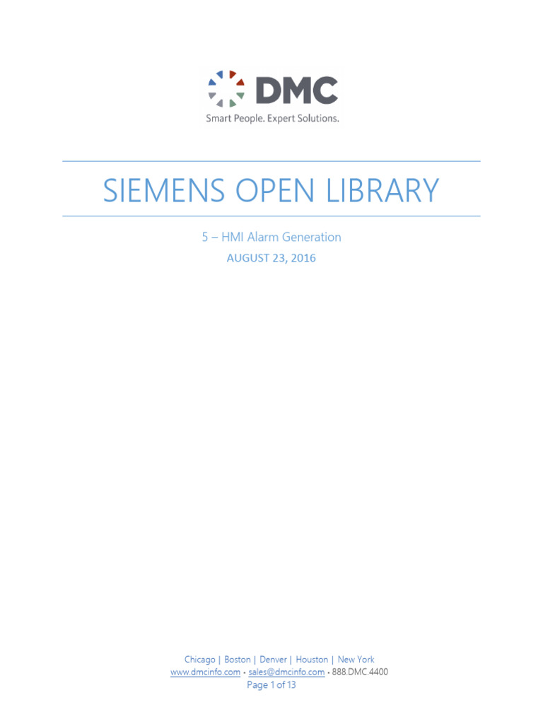 5 - Siemens Open Library - Siemens HMI Alarm Generation V1.2 | PDF ...