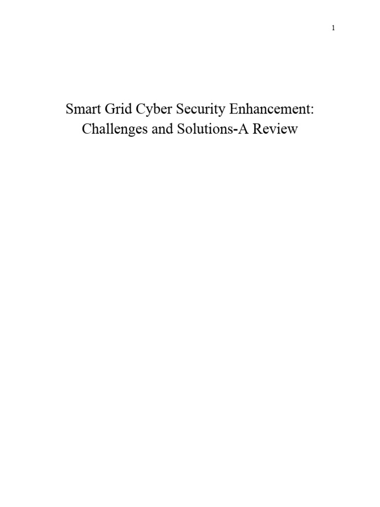 Smart Grid Cyber Security Enhancement Pdf Security Computer Security