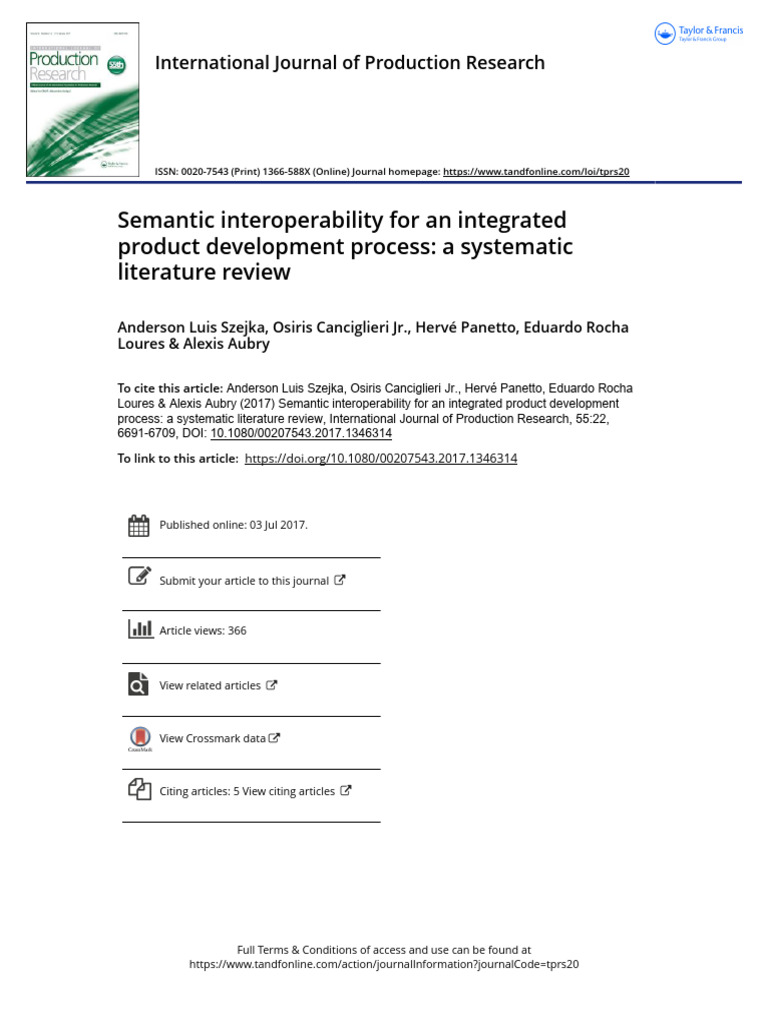 Semantic Interoperability For An Integrated Product Development Process A Systematic Literature ...