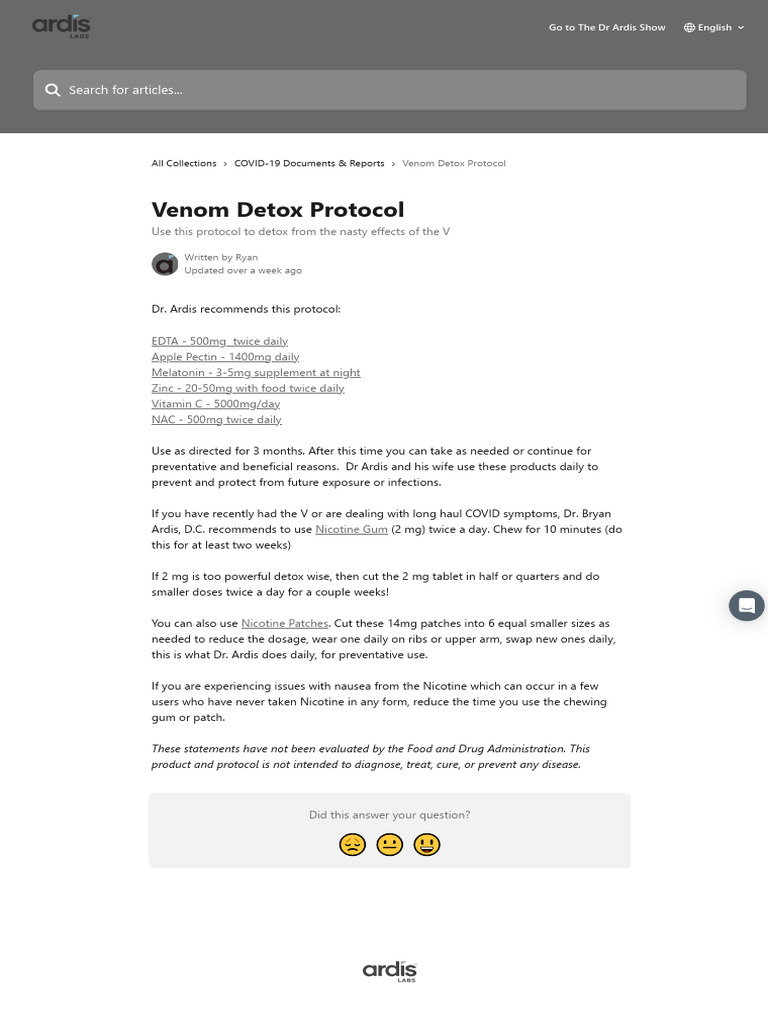 Venom Detox Protocol - The DR Ardis Show Help Center | PDF | Self ...