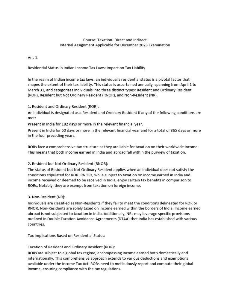 Taxation - Direct and Indirect Assignment 2023 | Download Free PDF | Value Added Tax | Taxes