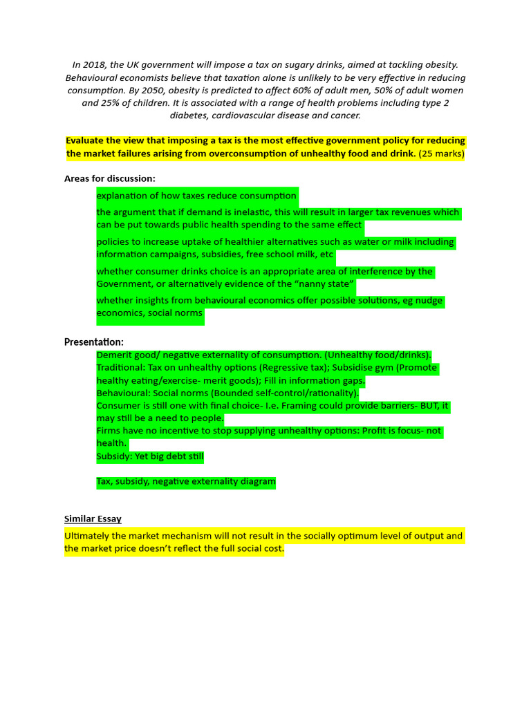 Unhealthy Food:Drink Plan | Download Free PDF | Subsidy | Taxes