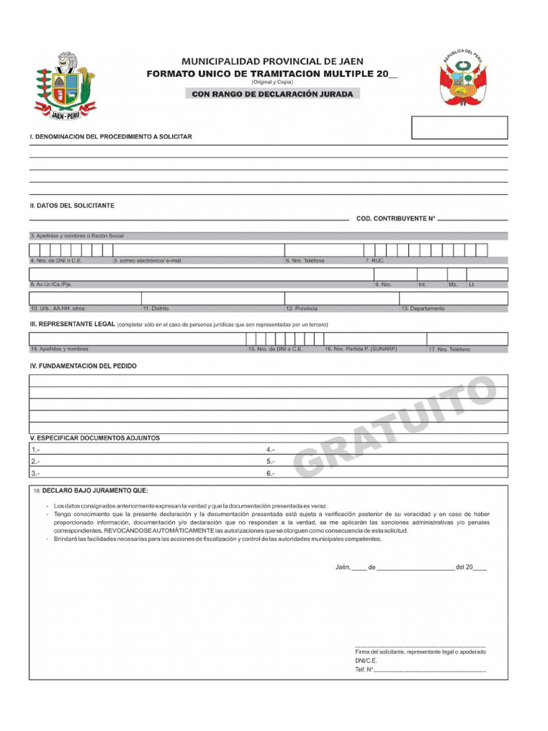 Formato Unico Tramite 2020 | PDF