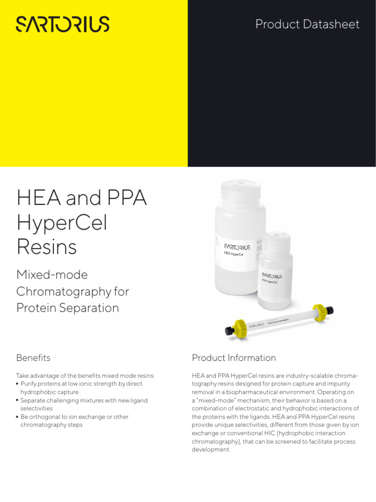 HEA and PPA HyperCel Resins Mixed Mode Chromatography For Protein ...