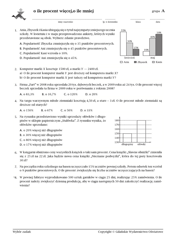 O Ile Procent Więcej, o Ile Mniej-Punkty Procentowe | PDF