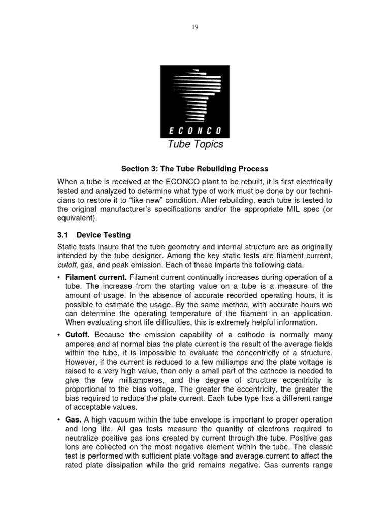 The Tube Rebuilding Process | PDF | Vacuum Tube | Electric Current