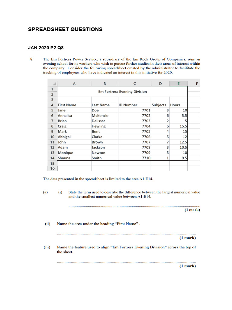 Excel Papers Pdf