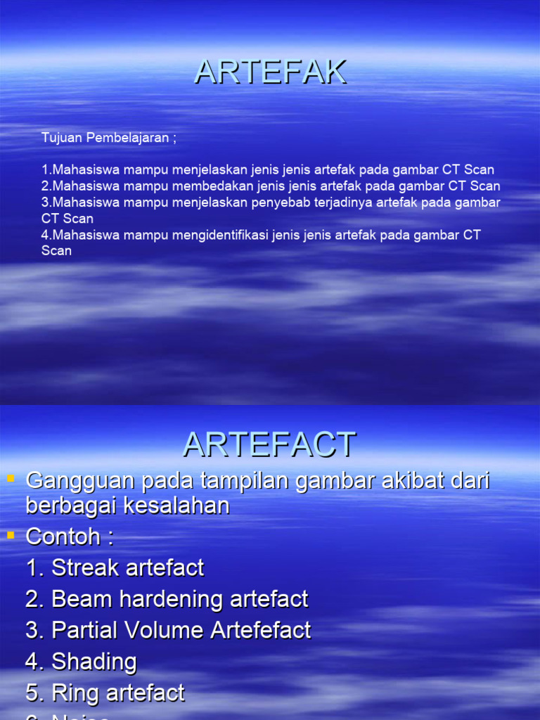 Jenis dan Penyebab Artefak CT Scan | PDF