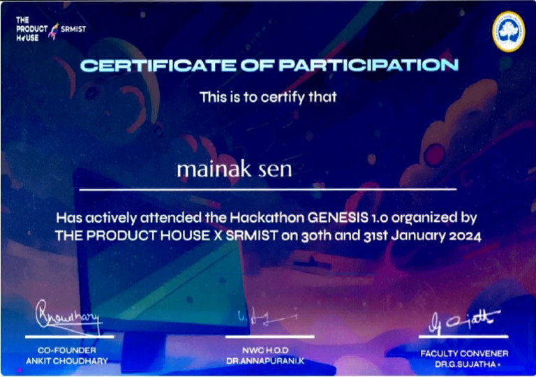 Hackathon Participation Certificate | PDF | Home & Garden