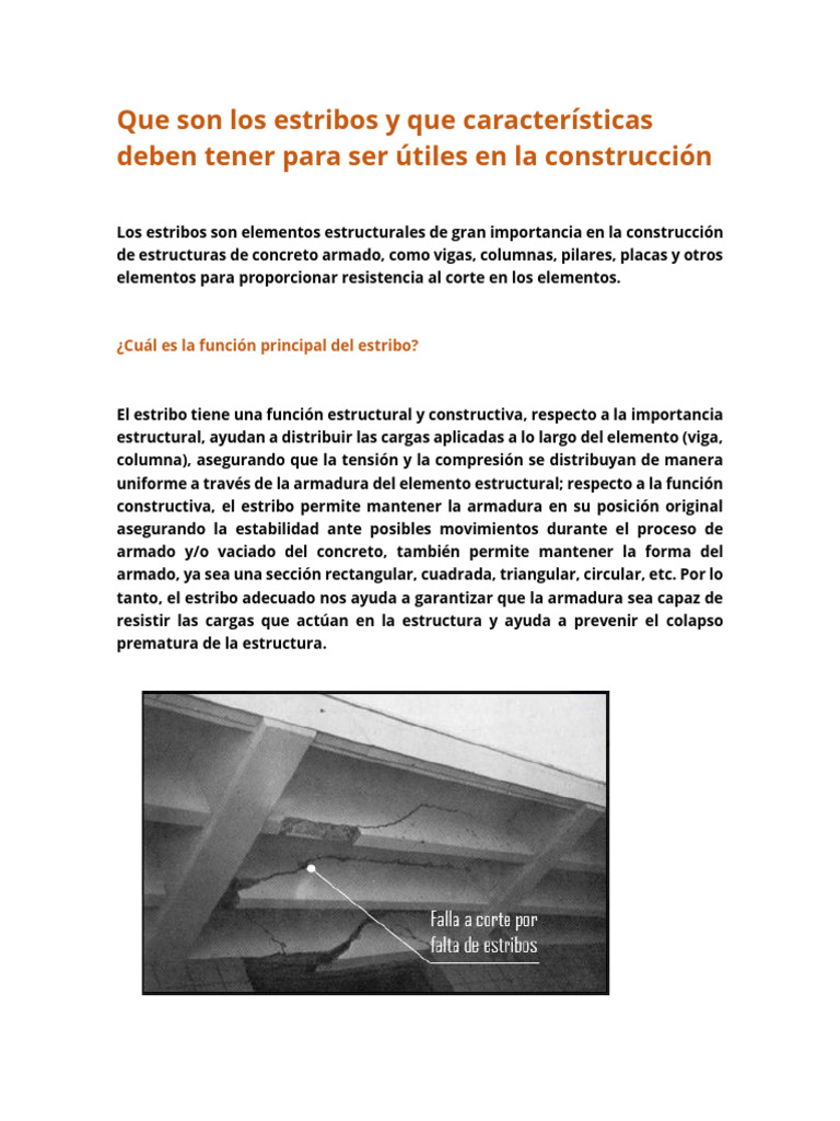 Que Son Los Estribos y Que Características Deben Tener para Ser Útiles en La Construcción | PDF ...