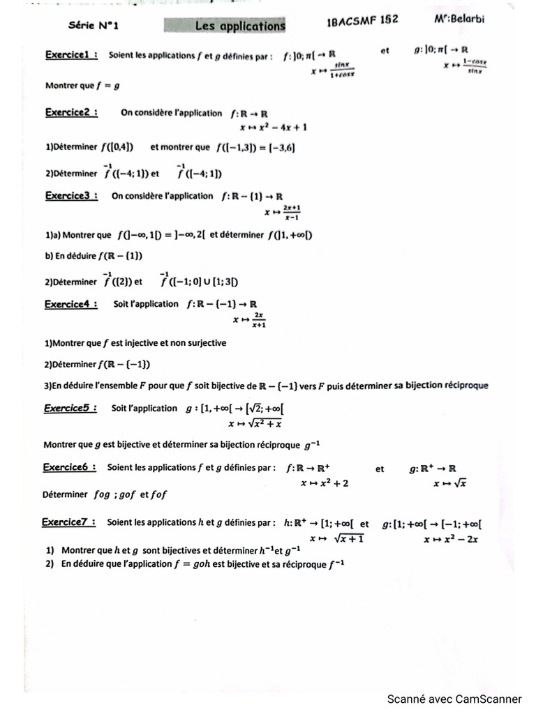 Les Applications 1SM Série 1 | PDF