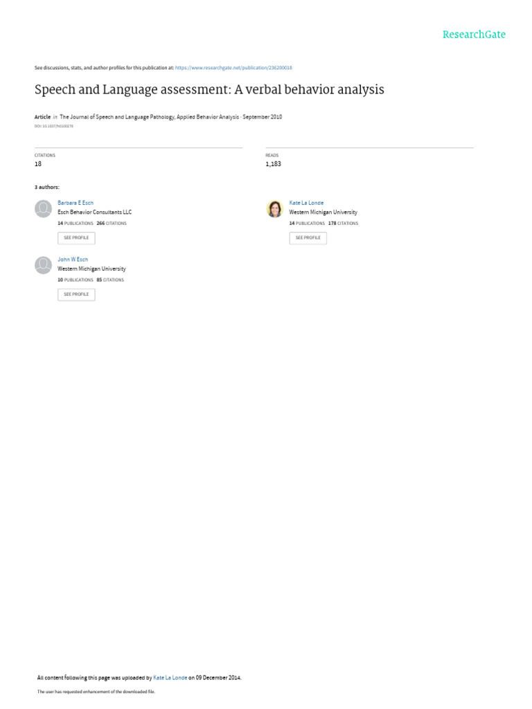 Speech-Language Assessment Analysis | PDF | Behaviorism | Communication