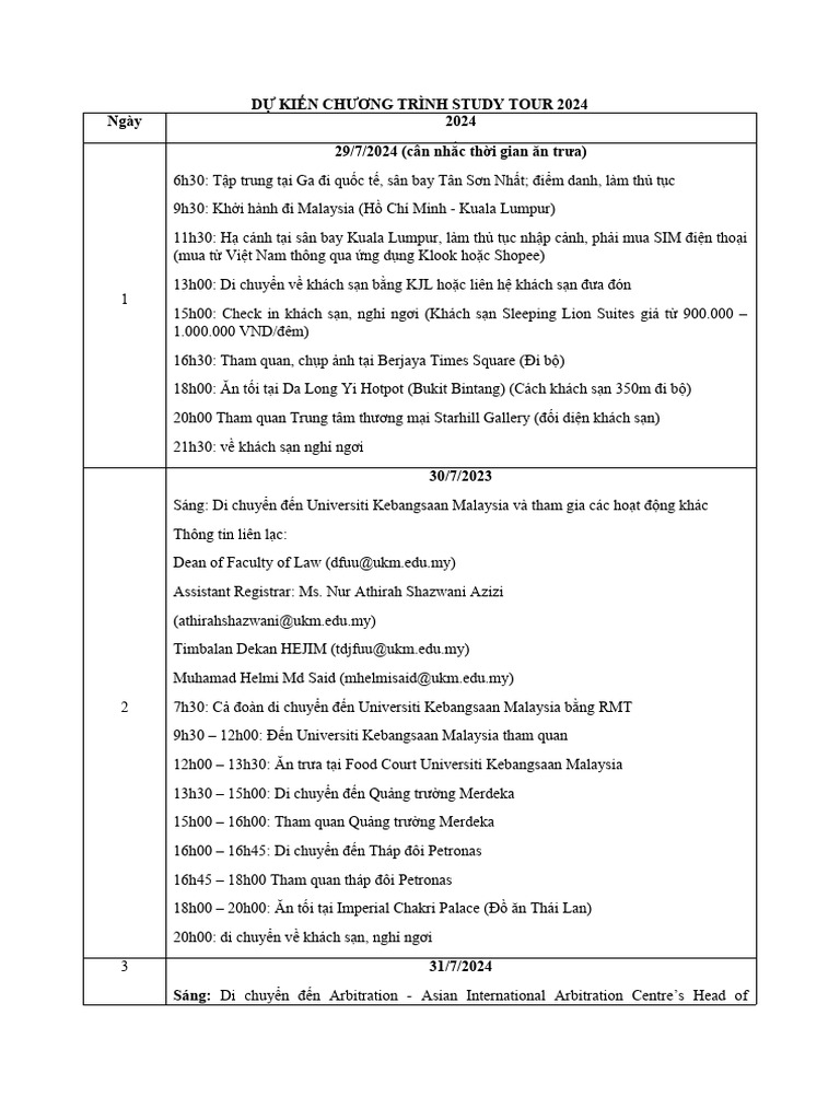 Study Tour 2024 | PDF