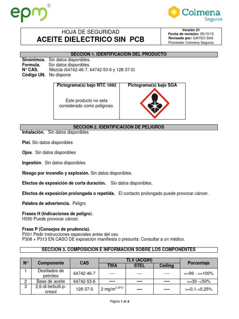 HDS - Aceite Dielectrico Sin PCB | PDF | Tecnología
