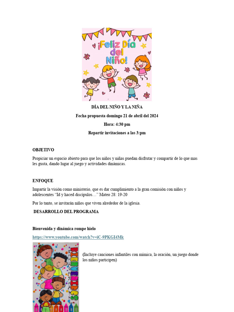 Día Del Niño y La Niña | PDF | Estudios de idiomas extranjeros | Hogar ...