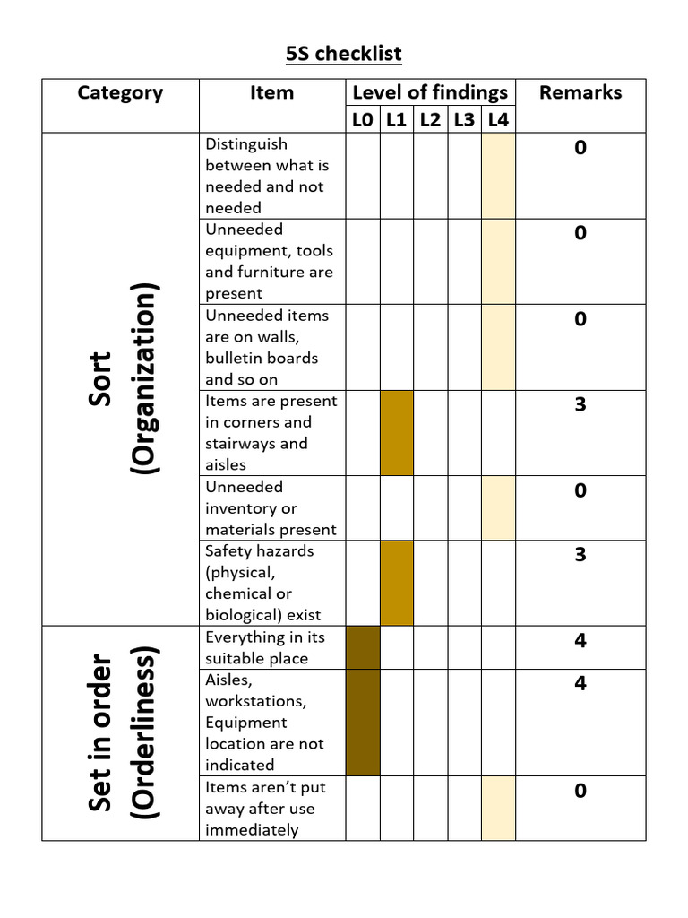5S Checklist | PDF