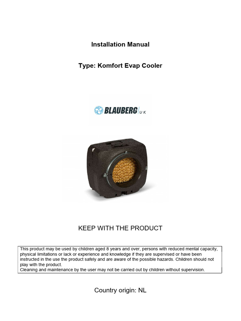 Komfort Evap Cooler Installation Guide | PDF | Humidity | Ac Power ...