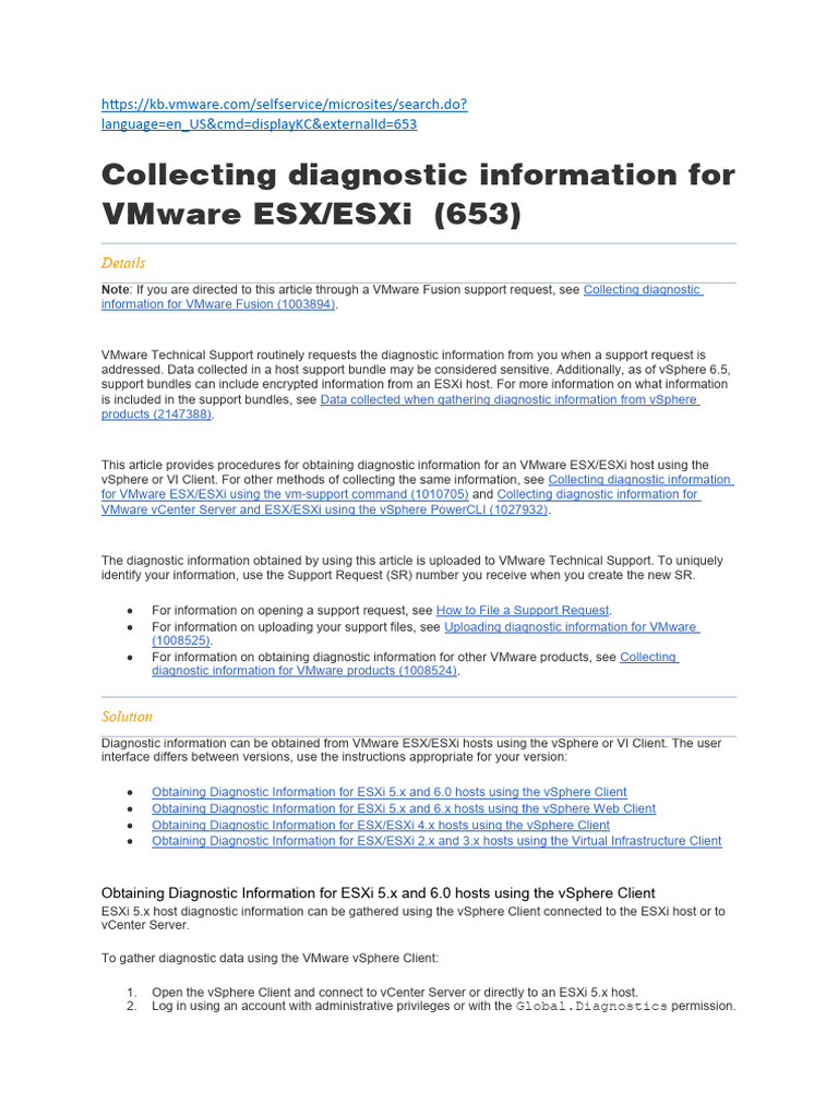 Collecting Diagnostic Information For VMware ESXi | PDF | Computer Engineering | Computing
