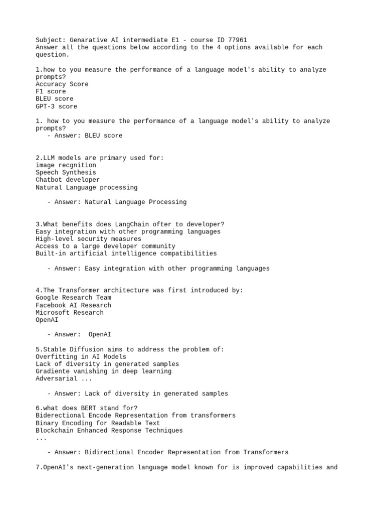 GENAI - Assessment ID 77961 | PDF | Artificial Intelligence ...