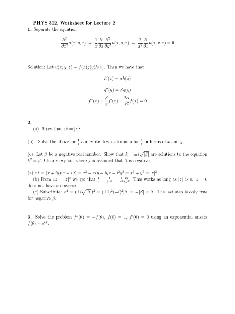 Lecture2 Worksheet Solns | PDF