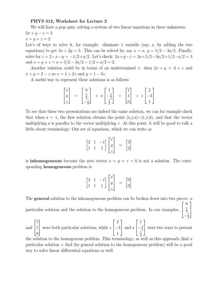 old-matrix-algebra-worksheet-with-solutions | PDF | Ordinary ...