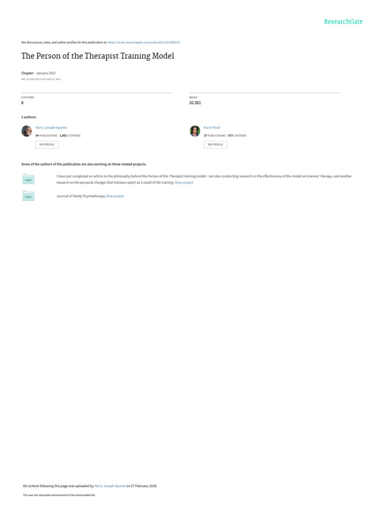 The Person of The Therapist Training Model | PDF | Psychotherapy | Empathy