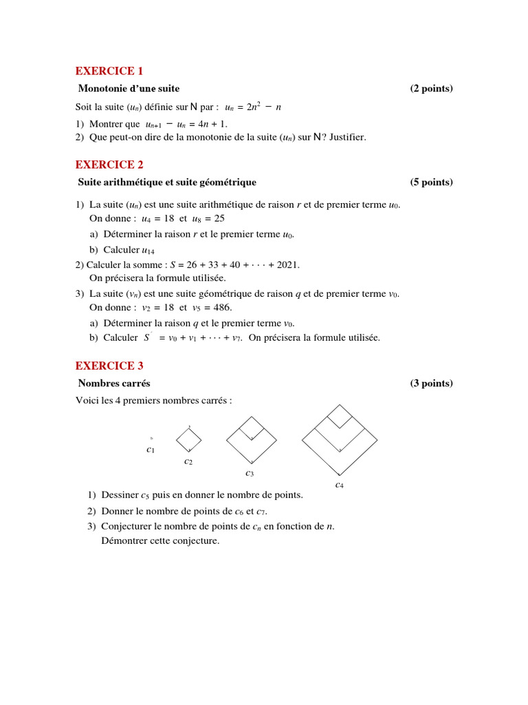 Monotonie et Suites Numériques | PDF | Mathématiques