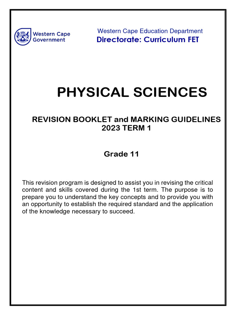 Grade 11 Physical Science Revision Guide | PDF | Force | Newton's Laws ...