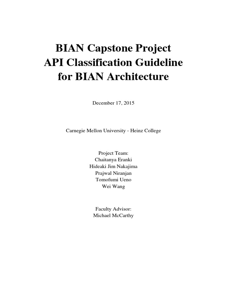 BIAN CMU Final Report - Compressed | PDF | Service Oriented Architecture | Statistical ...