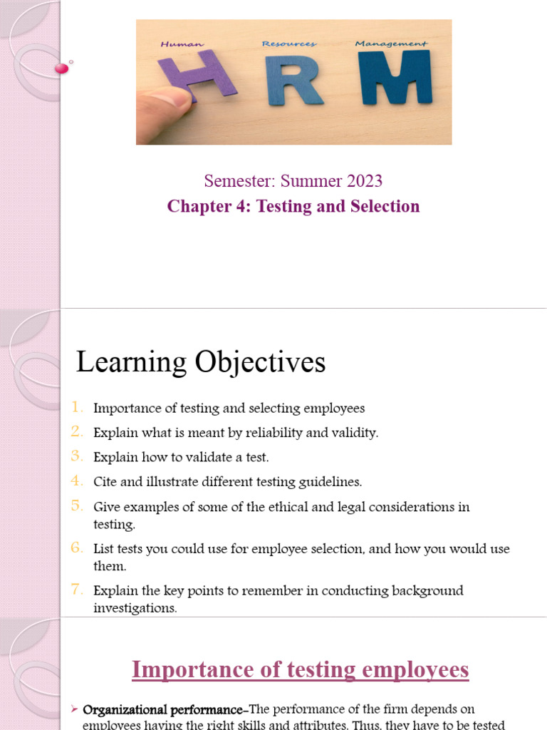Chapter 4 Employee Testing and Selection Edited | PDF | Validity ...
