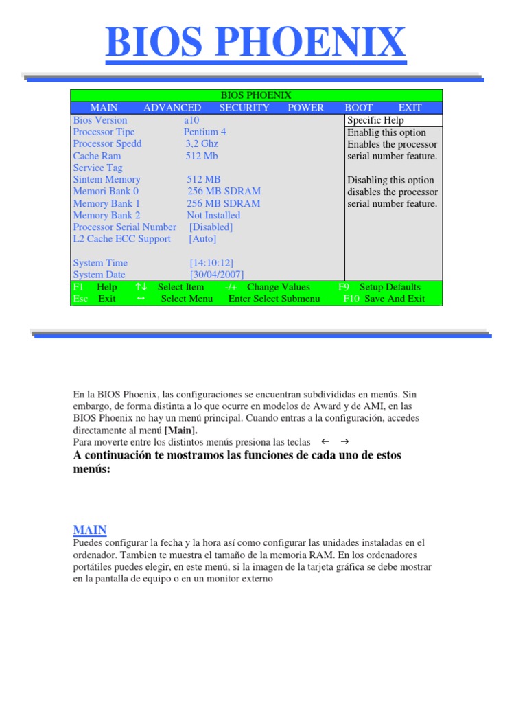 Bios Phoenix | PDF | Bios | Contraseña