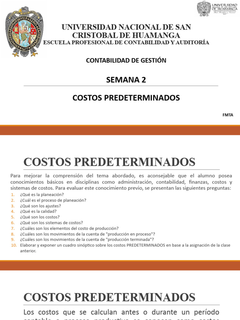 Costos Predeterminados en Contabilidad | PDF | Presupuesto | Economias