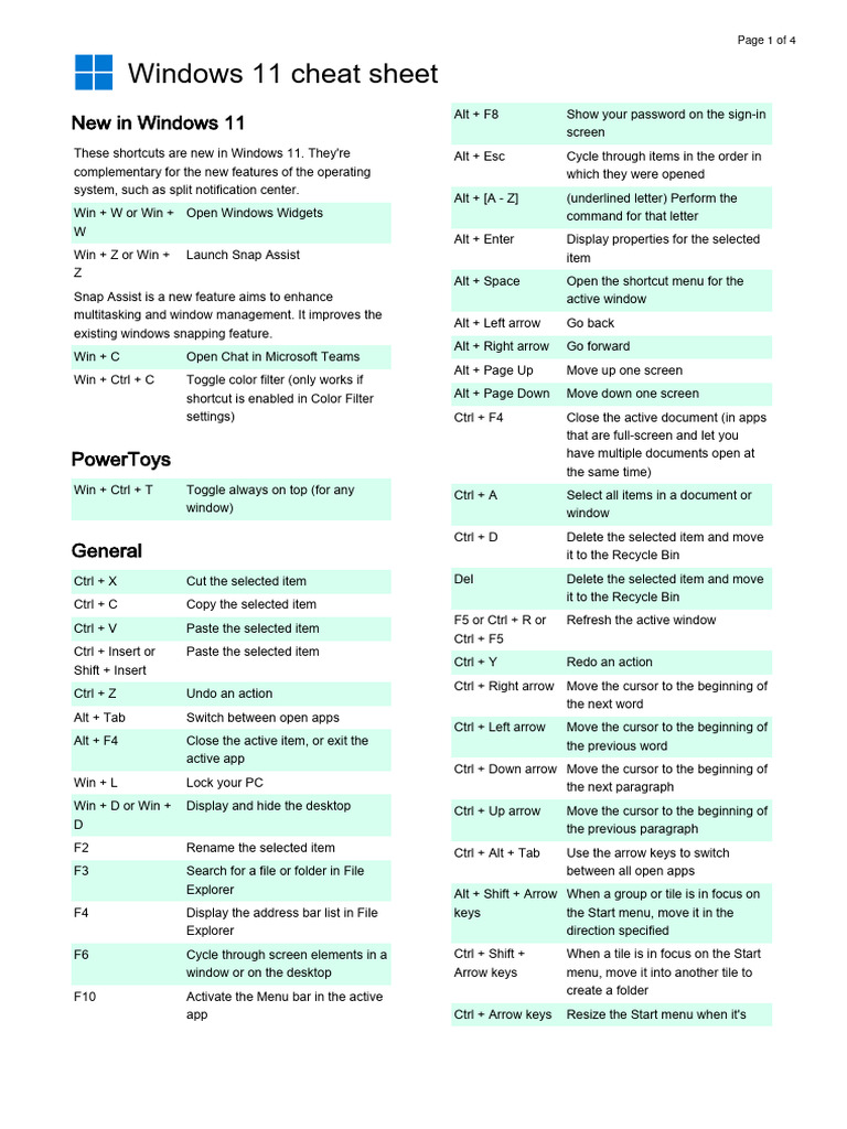 Windows 11 Shortcuts | PDF | Window (Computing) | Computer Keyboard