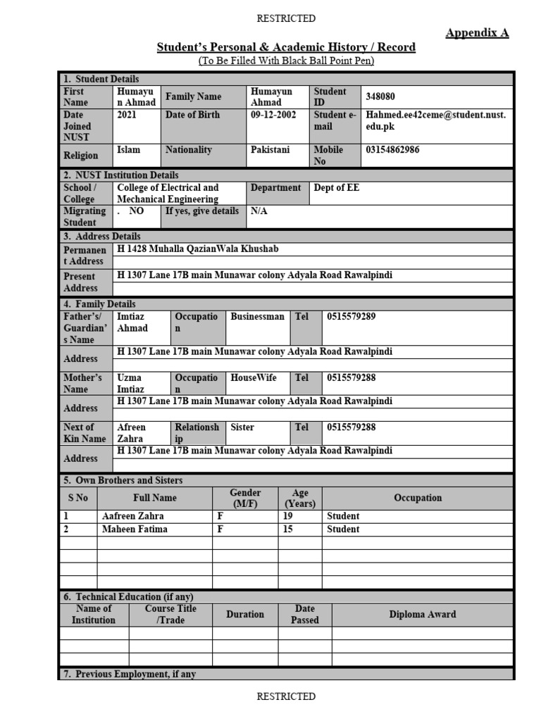 Student Academic History Overview | PDF