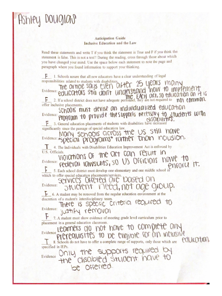 Anticipation Guide | PDF