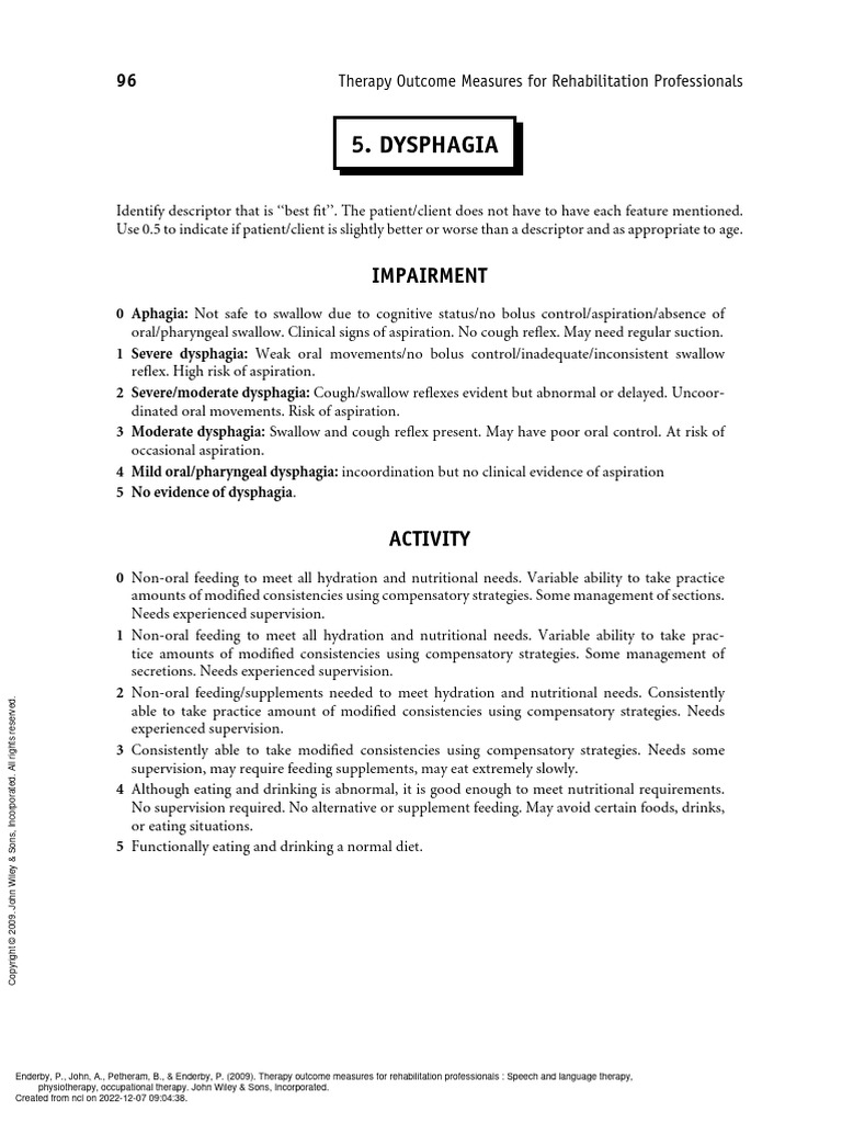 TOMS Dysphagia | PDF | Self Esteem | Causes Of Death