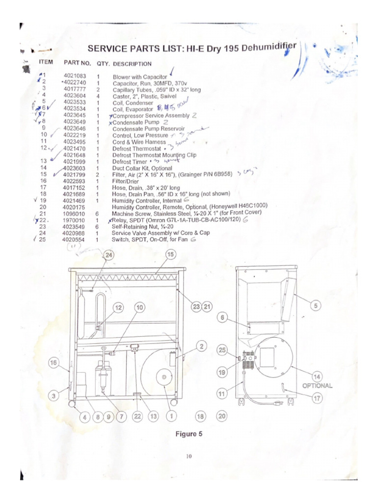 SERVICE PARTS LIST HI-E Dry 195 Dehumidifier | PDF