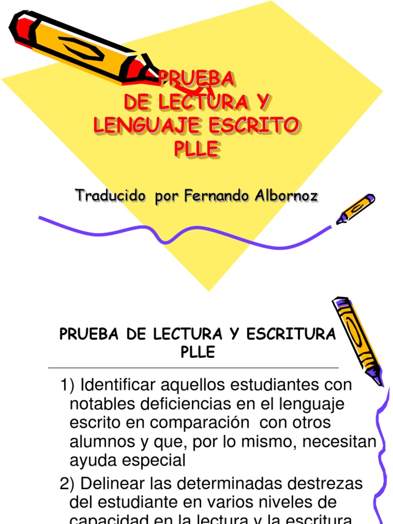 Prueba de Lectura y Escritura Plle | PDF | Lectura (proceso) | Palabra