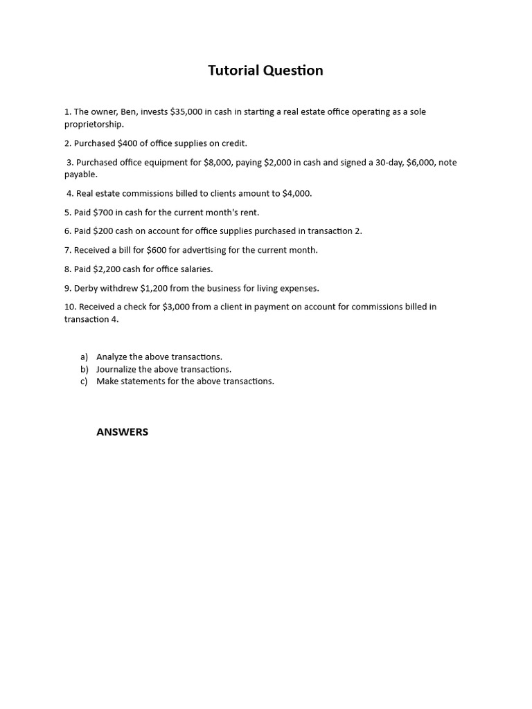 Tutorial 1 Question and Solution | PDF