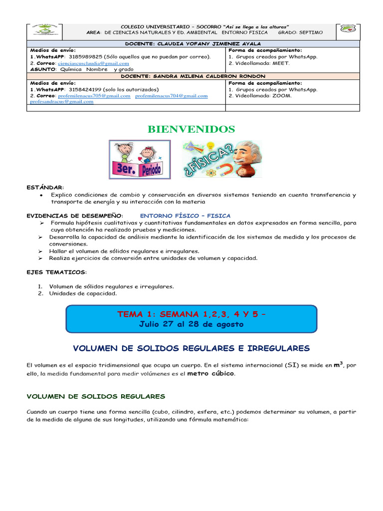 Volumen de Sólidos Regulares e Irregulares | PDF | Volumen | Pi