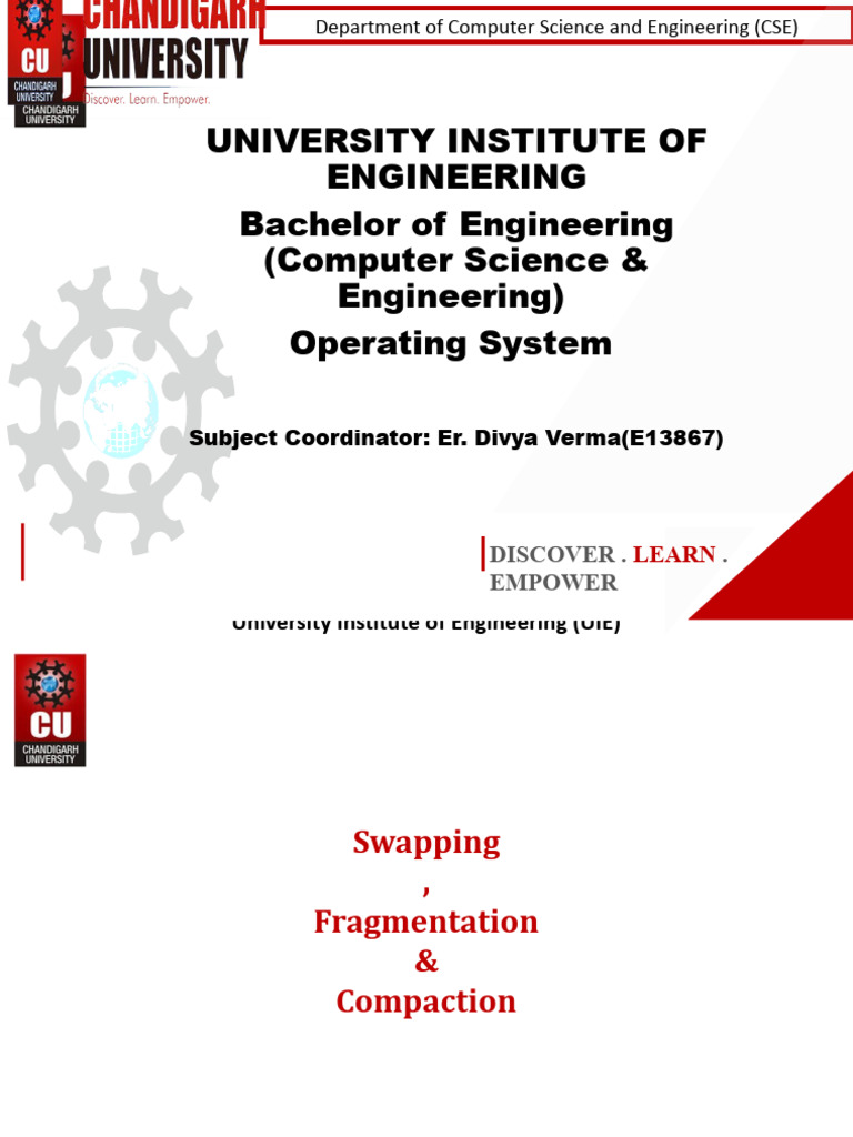 L-2.1.3 Swapping, Fragmentation - Compaction | PDF | Process (Computing) | Computer Data Storage