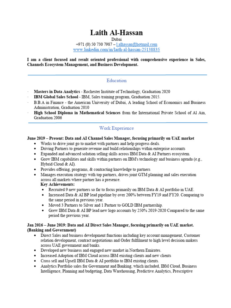 Laith Al Hassan Resume 2021 | PDF | Analytics | Ibm