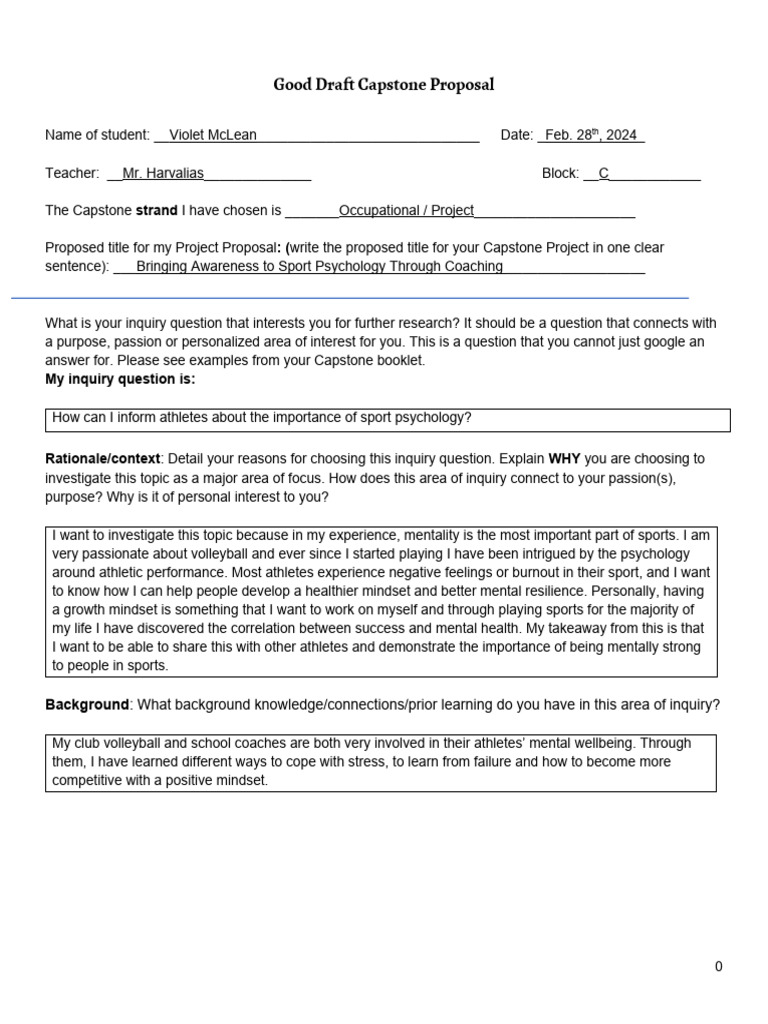 Capstone Proposal Good | PDF | Mentorship | Mindset