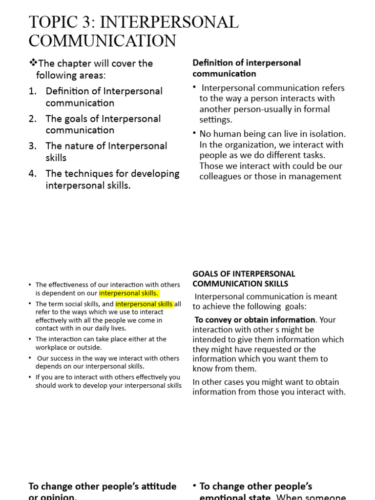 Business Communication - Topic 3 | PDF | Communication | Interpersonal ...