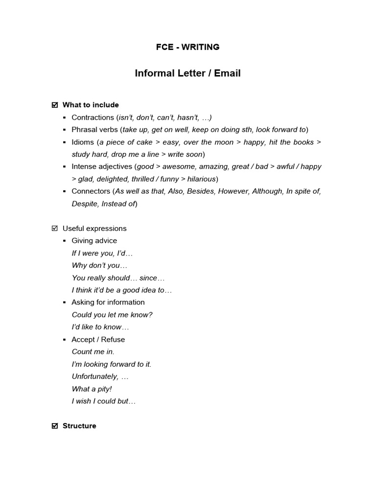 Writing - Informal Letter | PDF