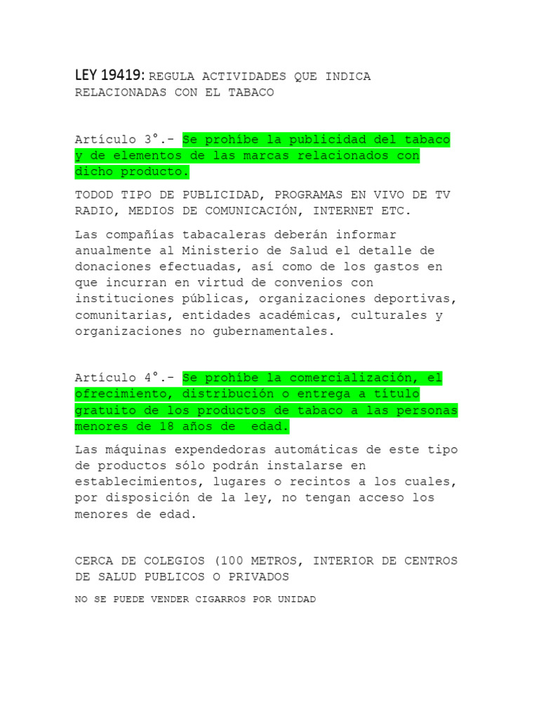 Ley 19419 | PDF | Tabaco | Multa (pena)