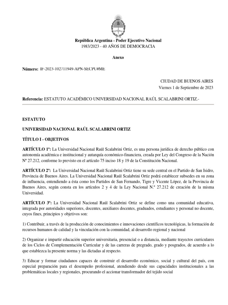 Estatuto Unso 2023 | PDF | Universidad | Maestros
