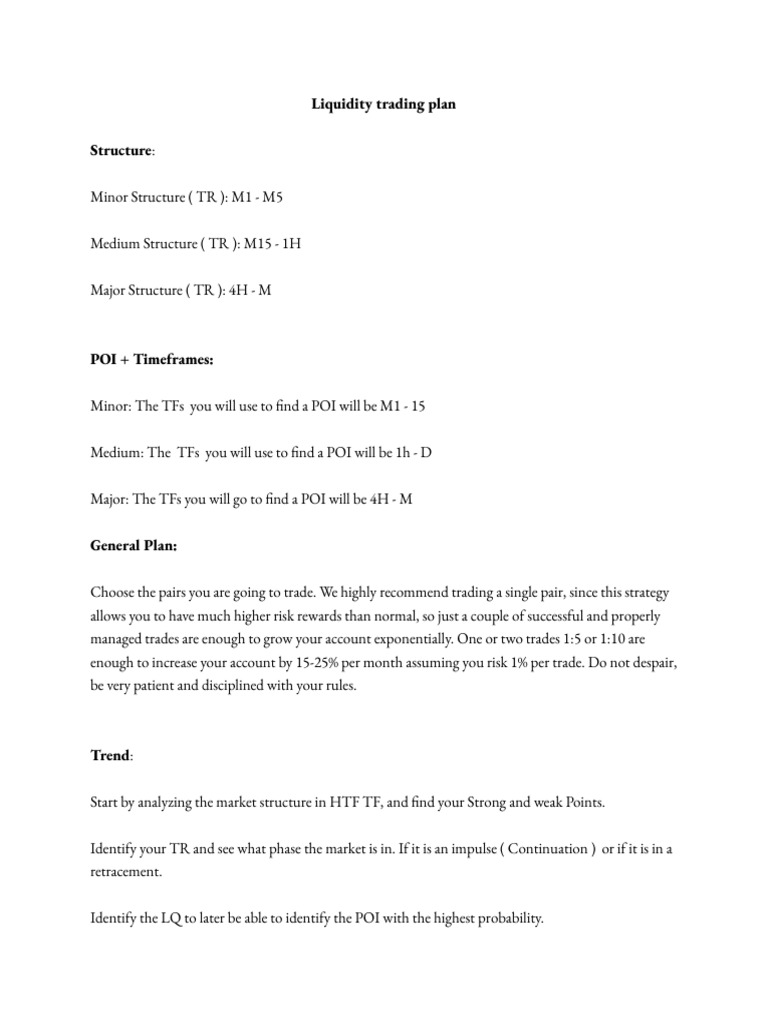 Liquidity Trading Plan | Download Free PDF | Market Liquidity | Psychology
