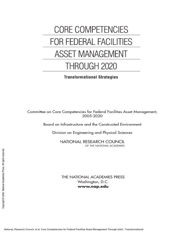 Core Competencies For Federal Facilities Asset Management Through 2020 ...